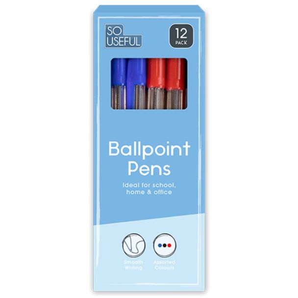 Ballpoint Pens - Assorted (12 Pcs) | UK wholesaler and supplier