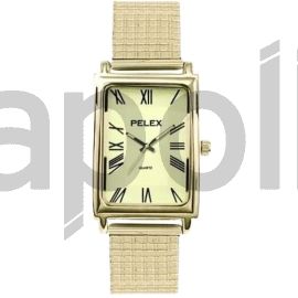 Wholesale Pelex Men's Rectangular Dial Metal Expander Strap Watch ...