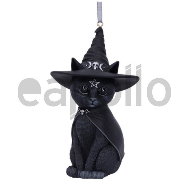 Purrah Black Witch Cat Hanging Figurine 11.5cm | UK wholesaler and supplier