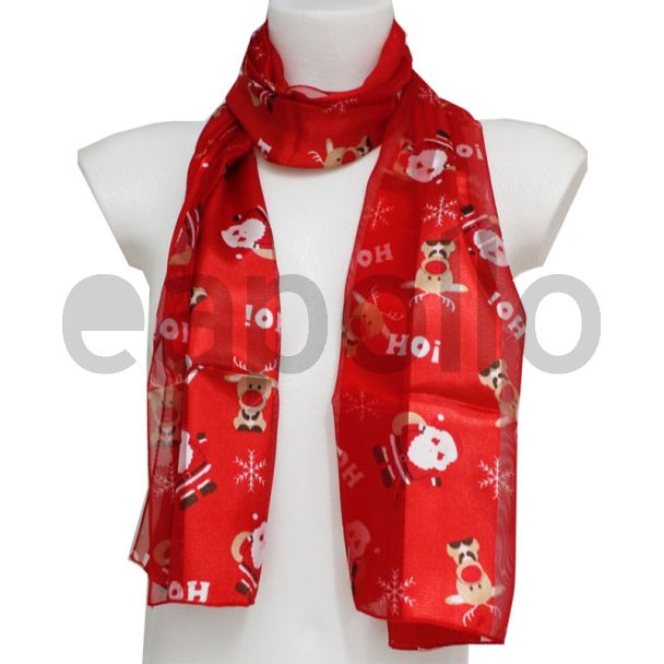 Wholesale Ladies Santa & Rudolph Design Scarf - Red | UK wholesaler and ...