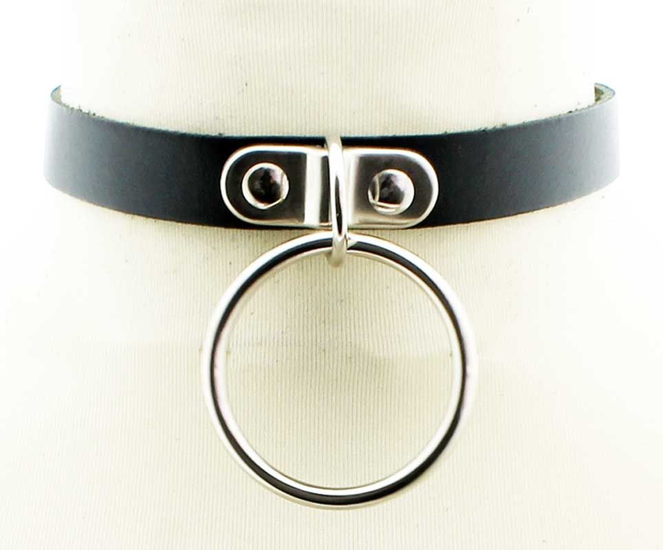 Genuine Leather NeckChoker With Large Ring | UK wholesaler and supplier