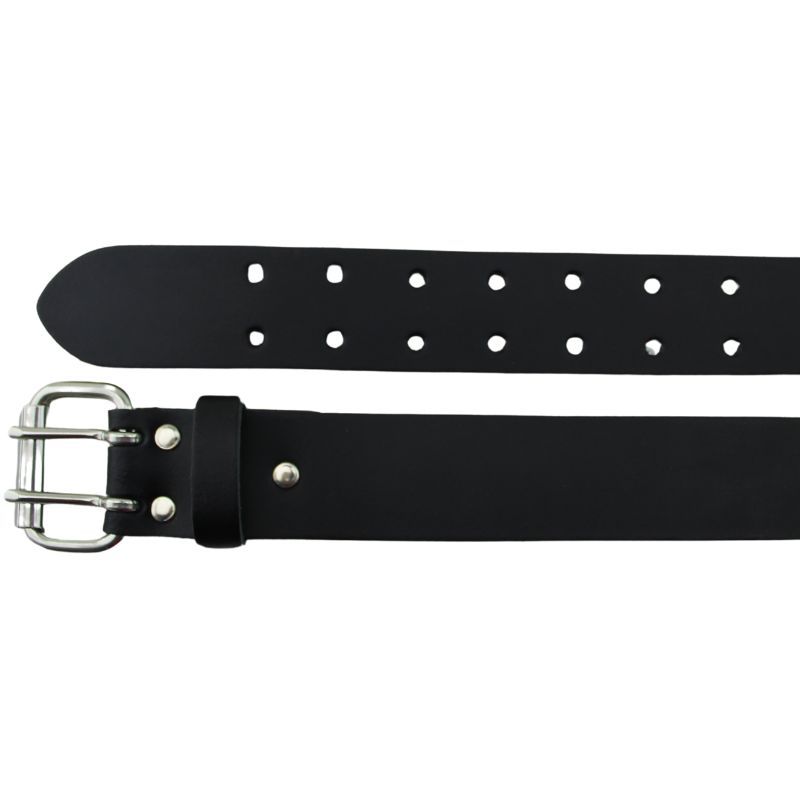 Men's Genuine Leather 2 Pin Half Slot Belts 1.5" Wide - Black (Large ...
