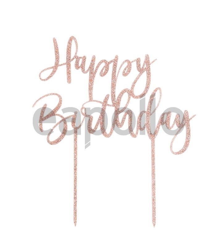Wholesale Gold Happy Birthday' Acrylic Reusable Glitter Cake Topper ...