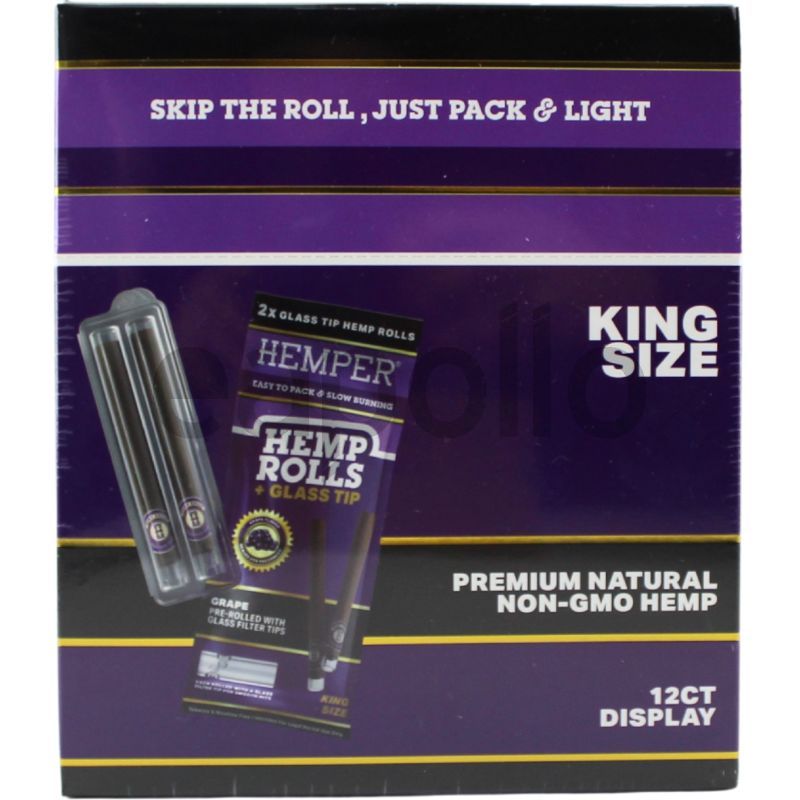 Hemper Pre-Rolled King Size HMP Rolls With Glass Tips 2pk - Grape ...