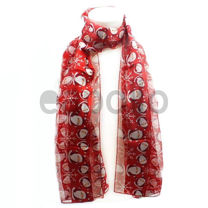 Ladies Santa Claus Design Christmas Scarf - Red | UK wholesaler and ...